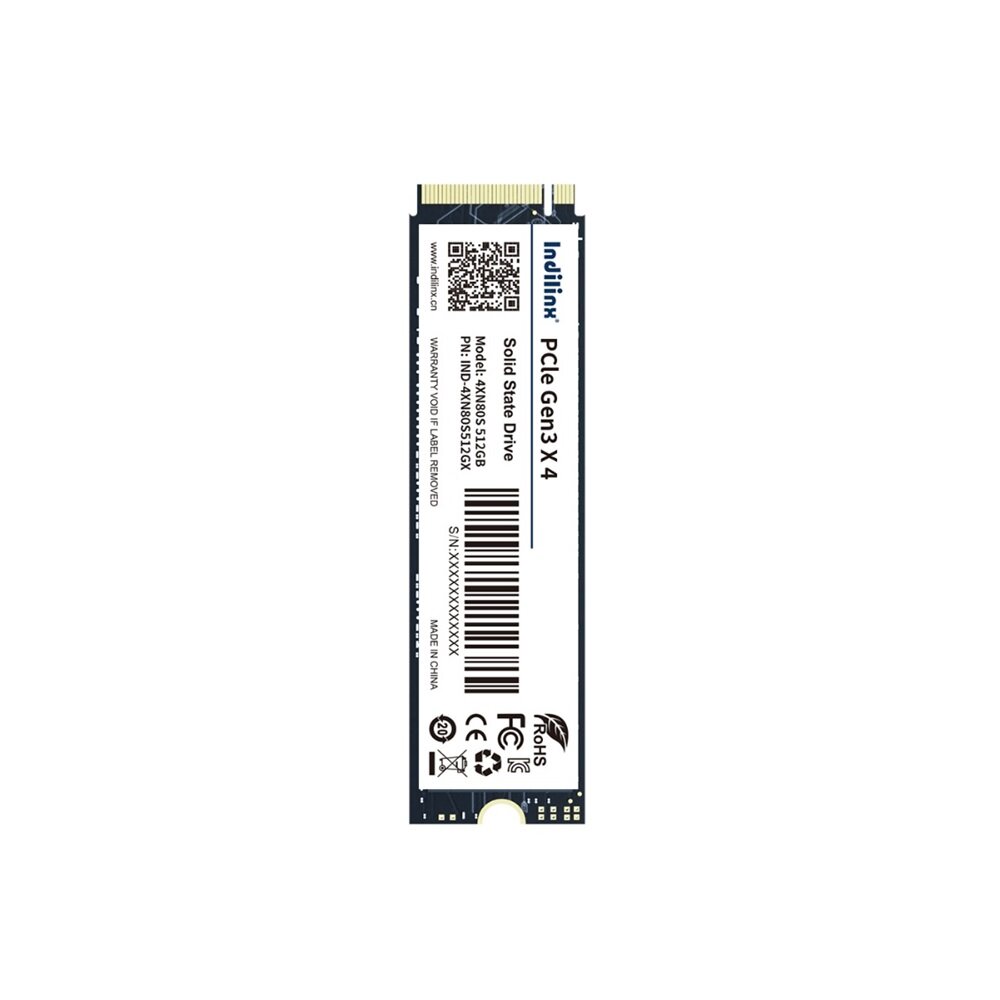 Накопитель SSD INDILINX 512Gb IND-4XN80S512GX (M.2 2280 PCI-E Gen3.0x4 NVMe, R/W 2300/1500MB/s, 400TBW, RTL) (IND-4XN80S512GX)
