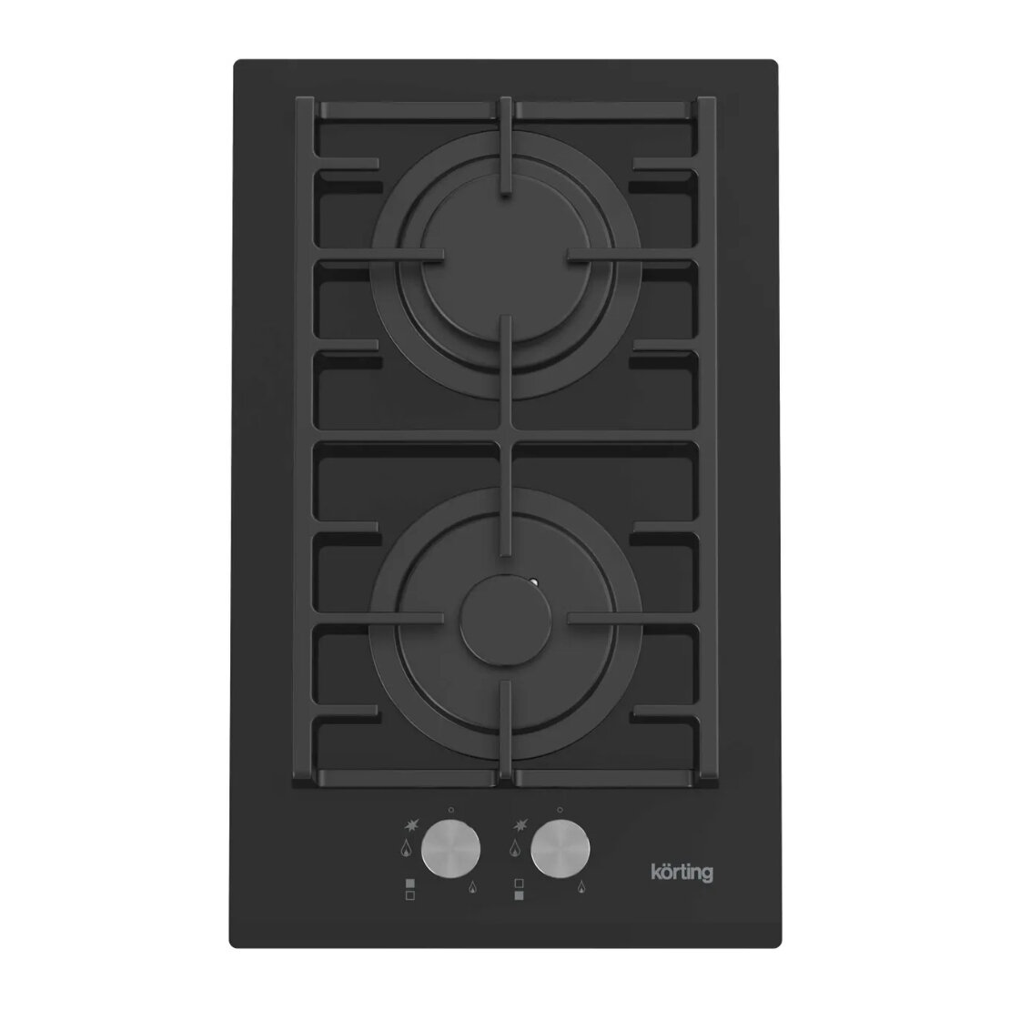 Газовая стеклянная варочная панель HGG 3825 CN, 2 конфорки, 3.8 кВт, газ-контроль, электроподжиг, черный