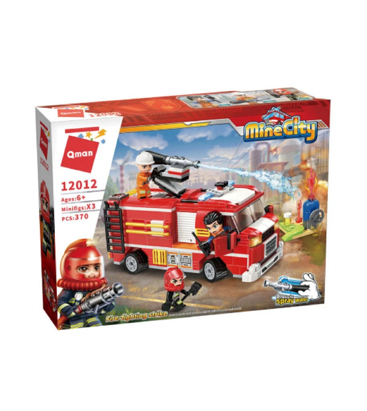 Конструктор Qman C12012 "Пожарная машина" 370 дет 37.5х27.5х6