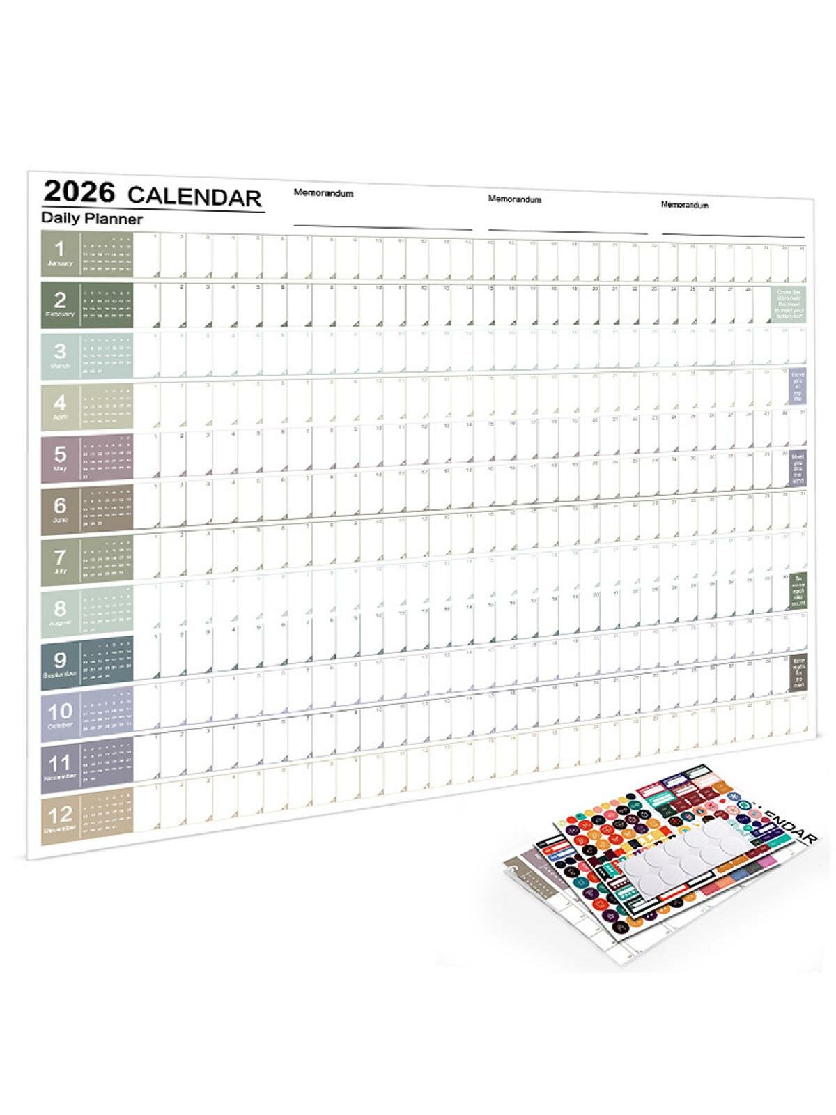 2026 Календарь на весь год Планировщик Настенный 2026 Годовой планировщик 74x52,5 см
