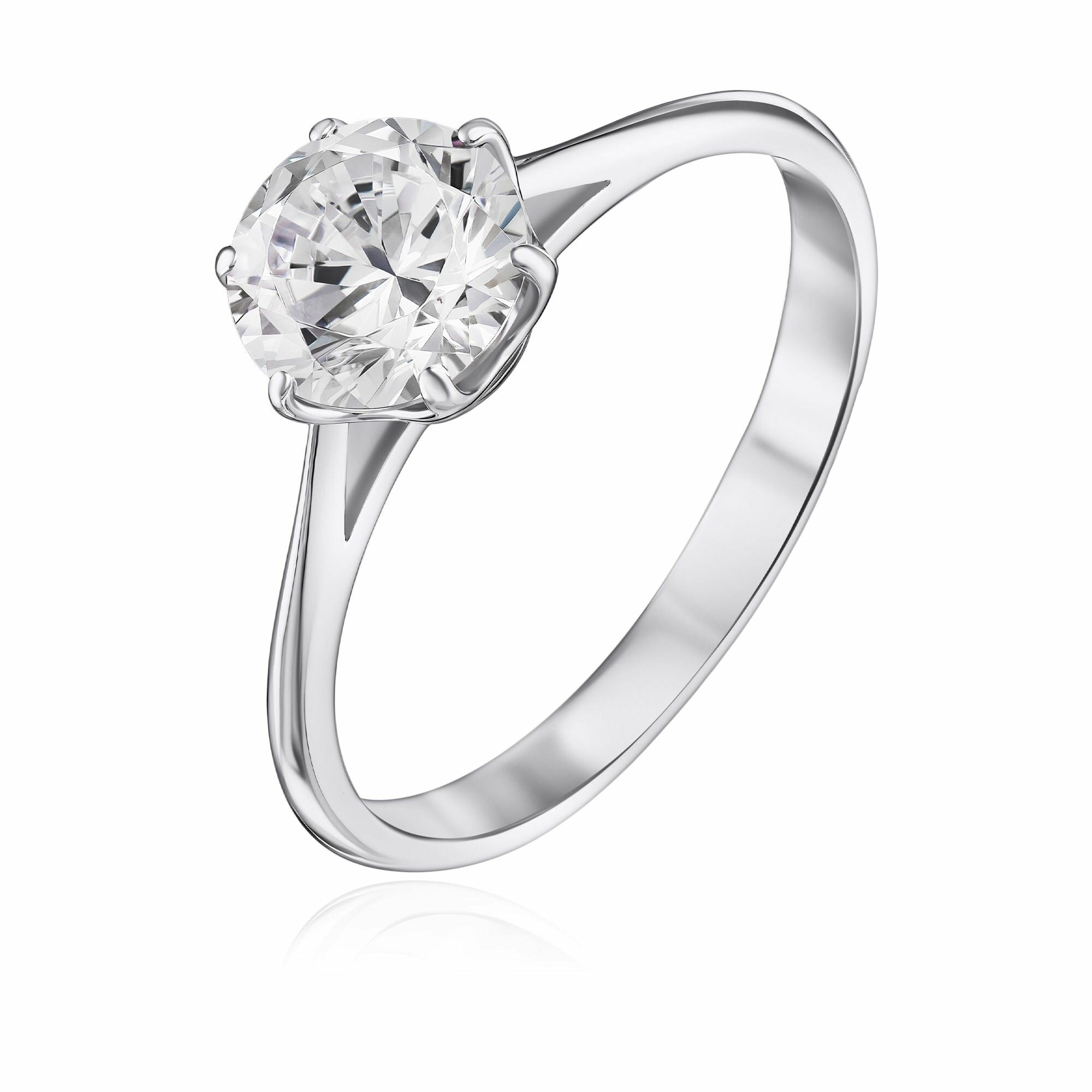 Кольцо помолвочное, серебро, 925 проба, родирование, фианит