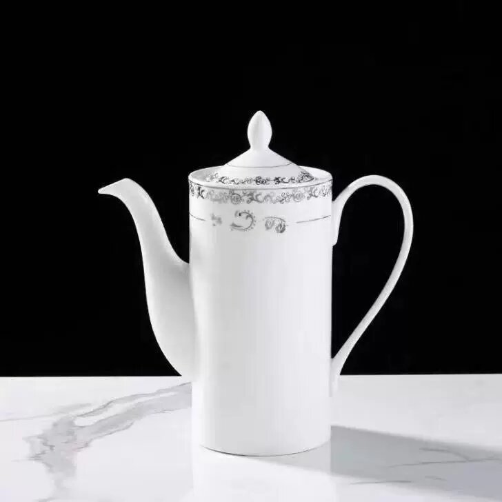 Простой и стильный чайник, кофейник из костяного фарфора в европейском стиле, креативный кофейник с золотой росписью,