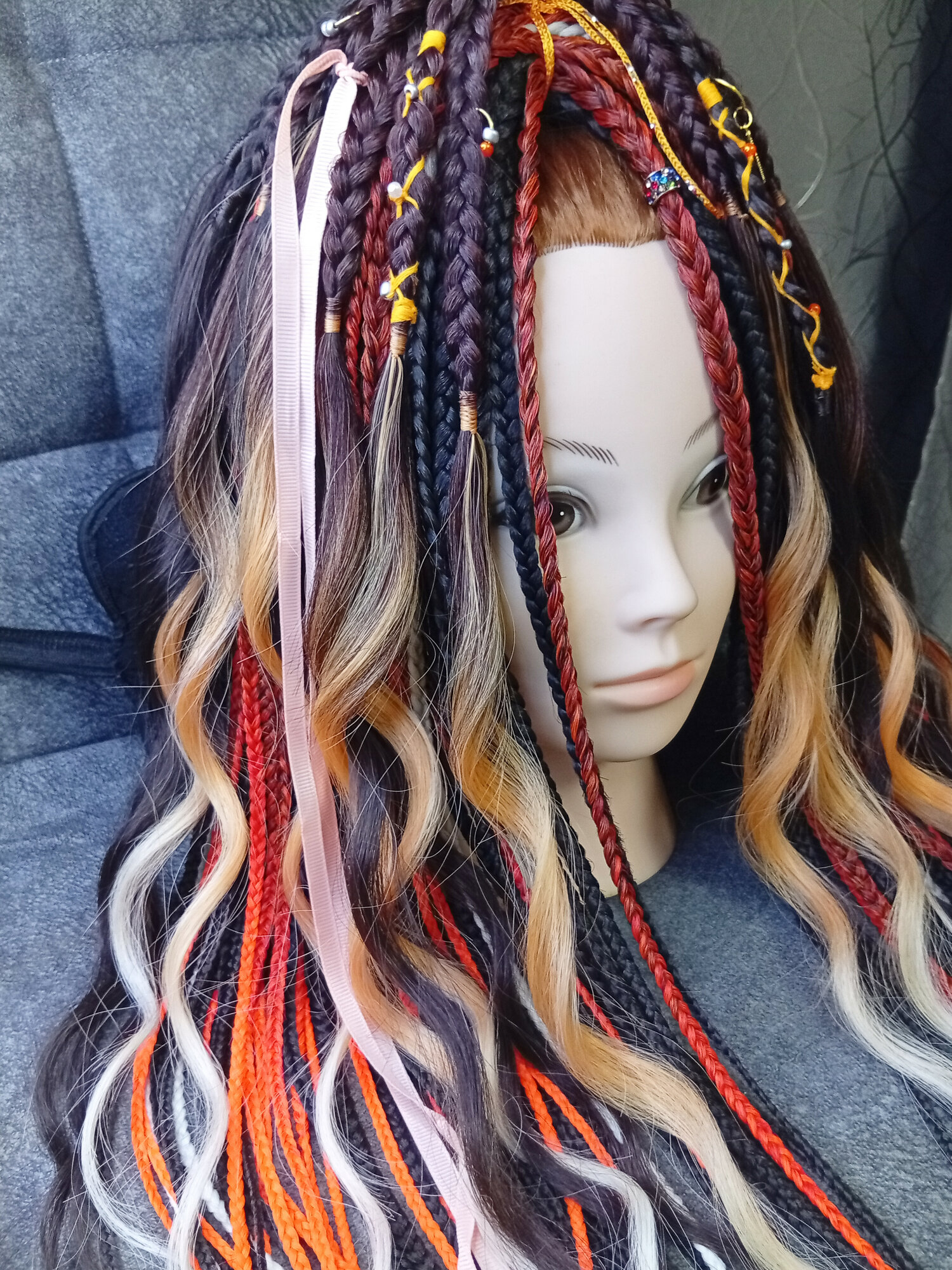 Комплект микс ДЕ косы "Пламя" 60 баз