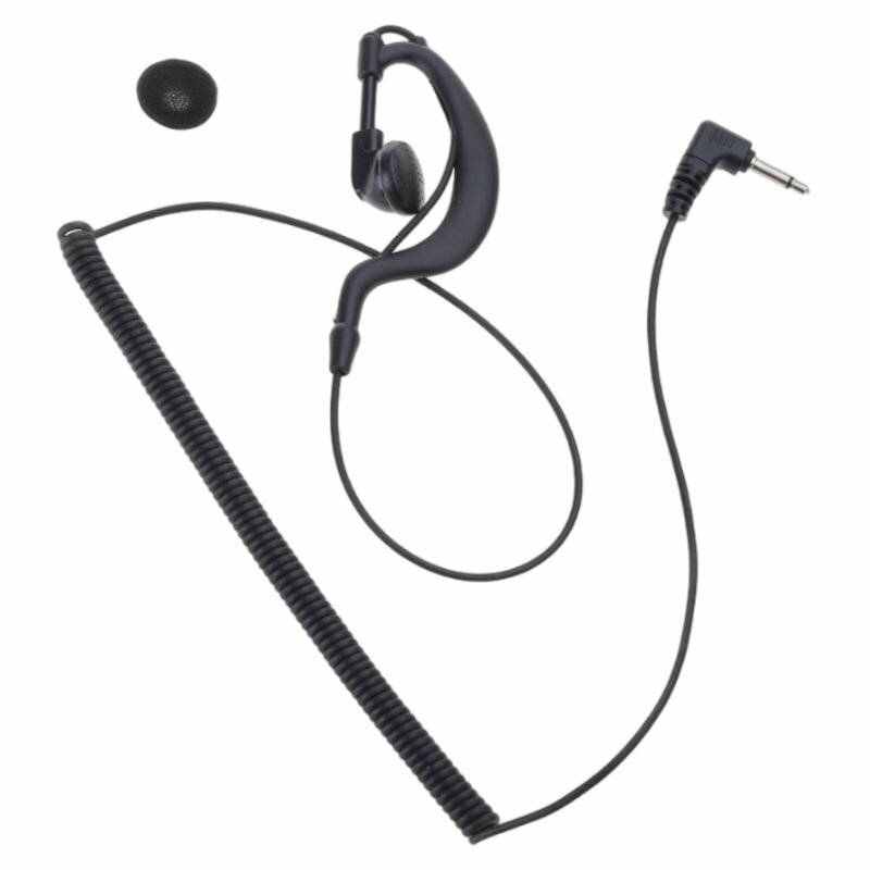 Гарнитура для портативной рации с изгибом 3,5 мм одиночного прослушивания, черный ушной крючок