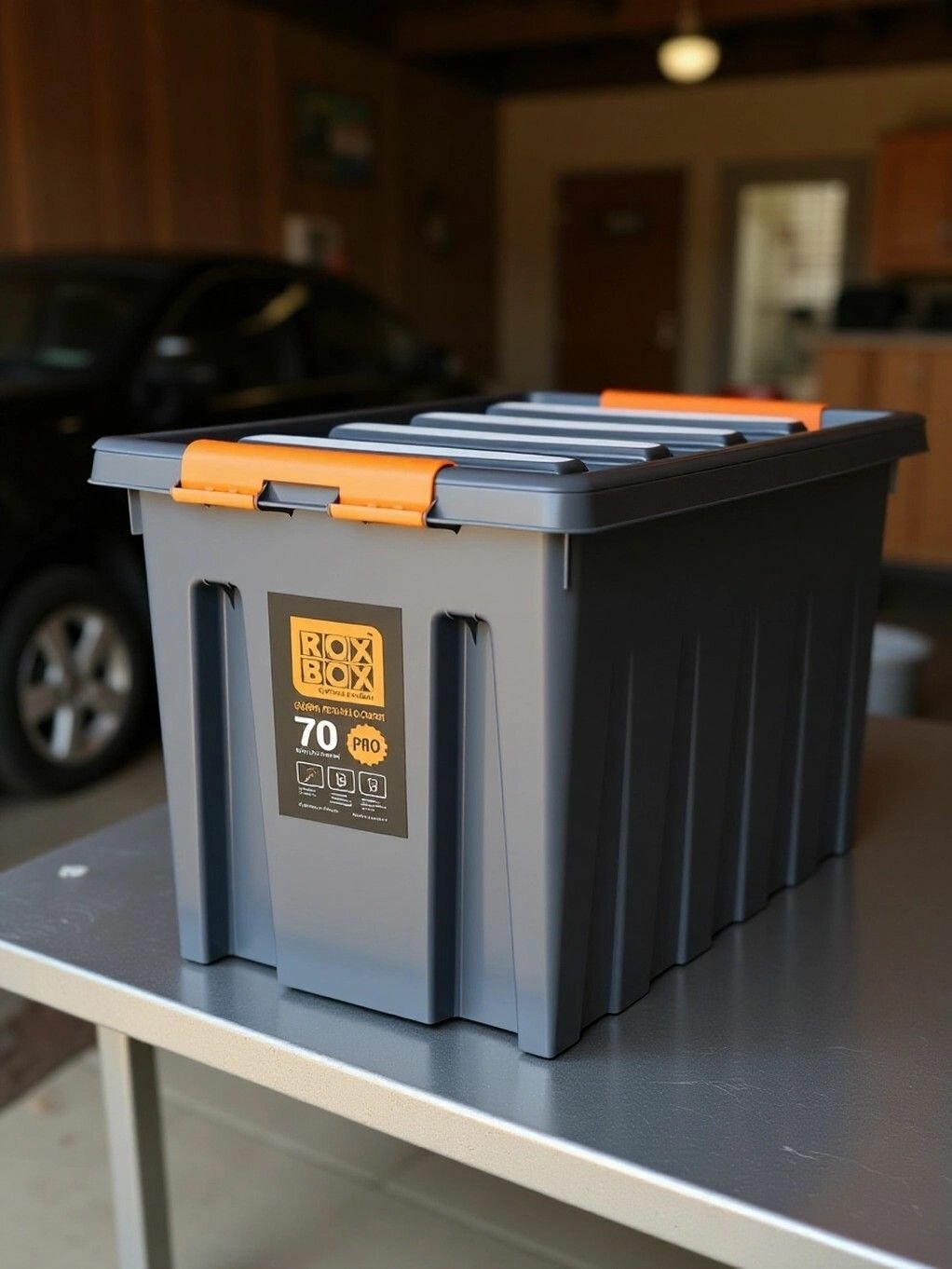 Контейнер пластиковый для хранения RoxBox PRO с крышкой, 70л, 59 х 39,5 х 37 см, ударопрочный, на роликах