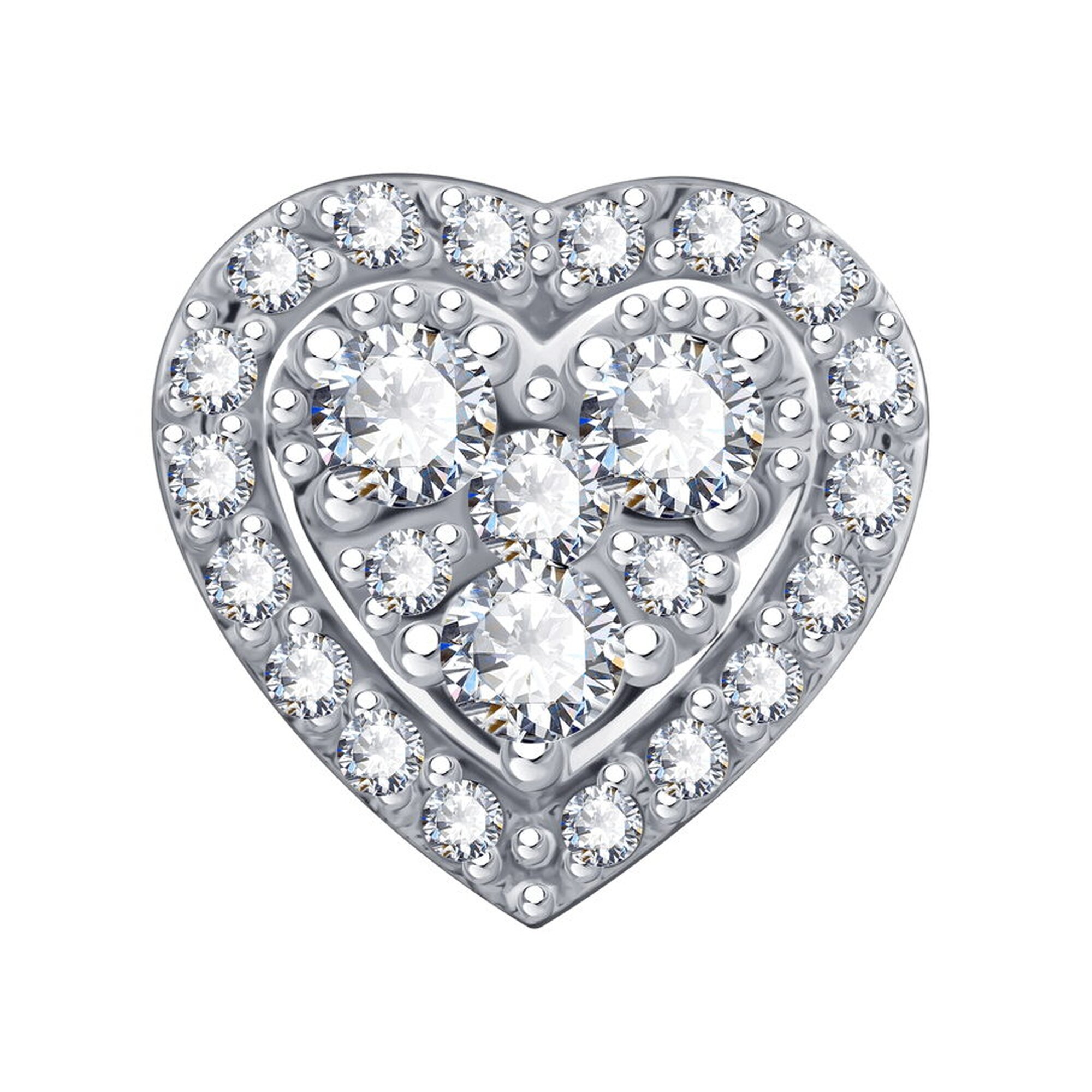 Подвеска, белое золото, 585 проба, бриллиант