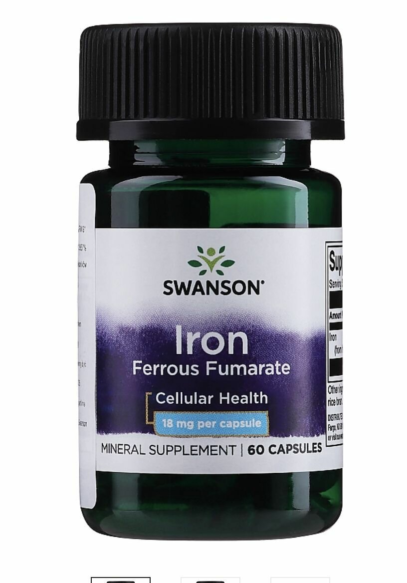 Swanson, Железо (фумарат железа), Iron Ferrous Fumarate 18 мг, 60 капсул