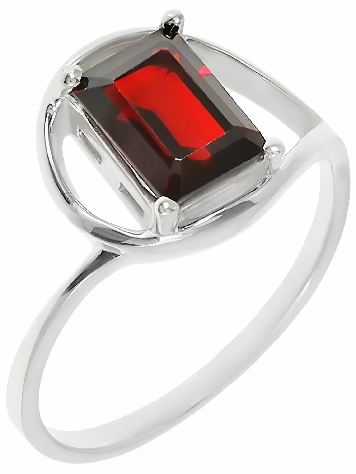 Кольцо тонкое, серебро, 925 проба, родирование, гранат