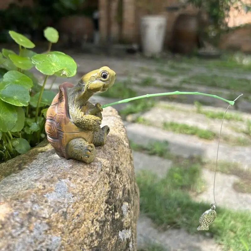 Фигурка черепахи, статуя черепахи из смолы, вешалка для цветочного горшка, декор края кашпо, мини-скульптура черепахи для вазы, аквариума