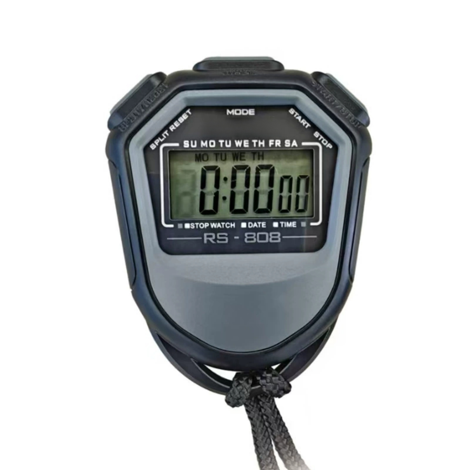 Водонепроницаемый секундомер цифровой ручной LCD таймер хронограф спортивный счетчик со стропой для плавания бега футбола тренировки, материал ABS, цвета Красный / Черный / Желтый (выбор), размер упаковки 7.6 * 5.8 * 2 см, вес упаковки 37 г, количество 1