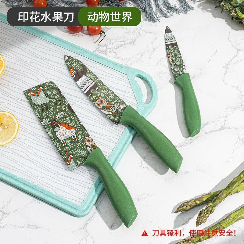 Кухонный нож, нож для детского питания, разделочная доска, двухкомпонентный кухонный набор, специальная разделочная доска для детей, детская кухонная утварь, печатный набор из 7 предметов