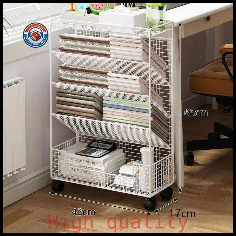 Самый популярный в 2025 годуНапольная этажерка-органайзер для книг на колесах, мобильная стойка для хранения учебников и журналов, компактная металлическая полка для домашнего кабинета и гостиной