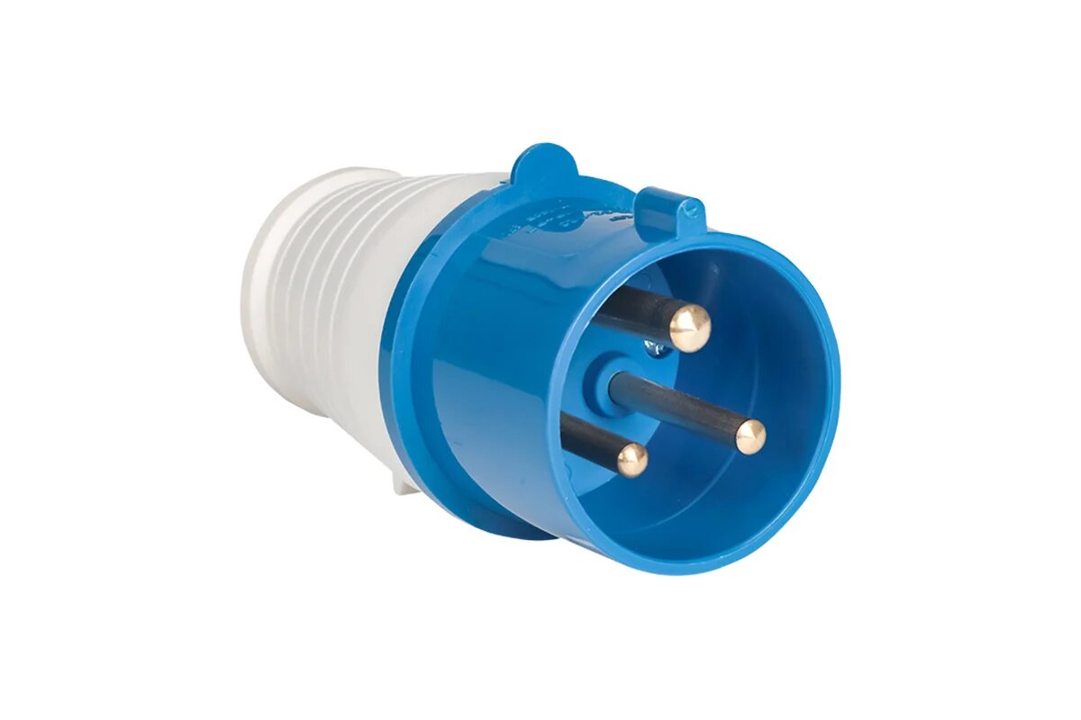 Вилка переносная 023 32А 2P+PE 220В IP44 EKF ps-023-32-220, синяя