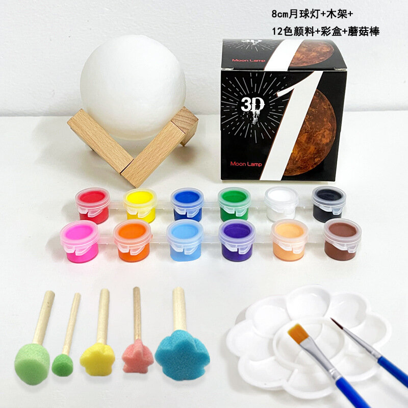 Расписанный вручную лунный светильник-ночник, светодиодный светильник для спальни, лунный светильник, лампа-планета в виде граффити своими руками