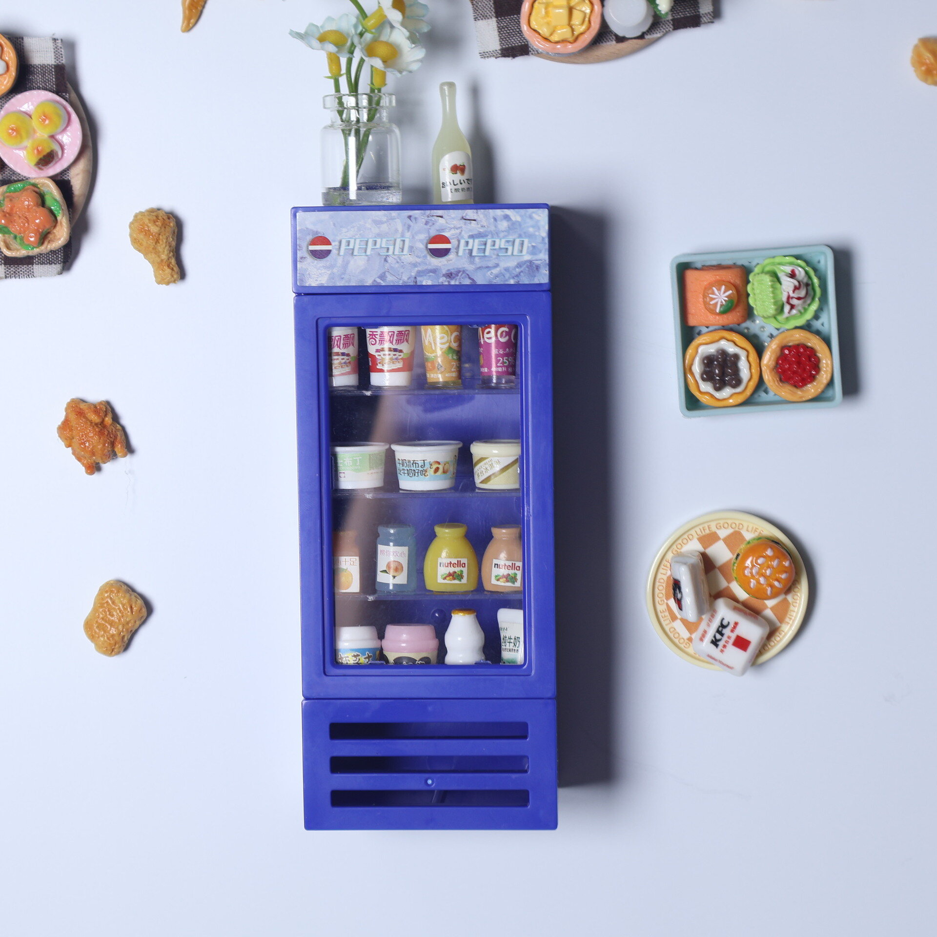 Миниатюрная симуляция супермаркета, морозильник, миниатюрная сцена, магнитная наклейка на холодильник, модель десерта, игрушечная еда для ролевых игр, декоративная игрушка