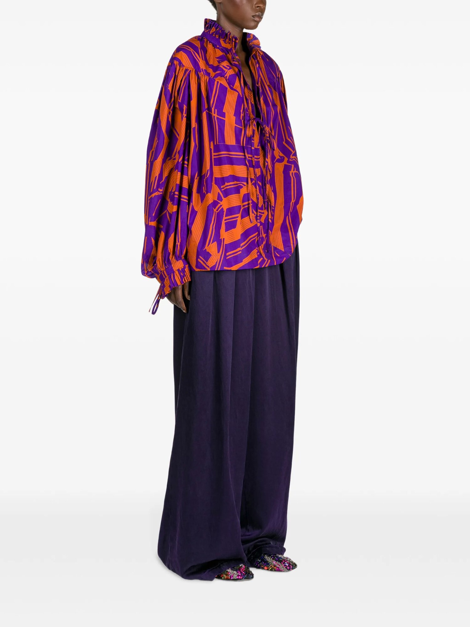 Рубашка Dries Van Noten, размер XS, фиолетовый — фото 1