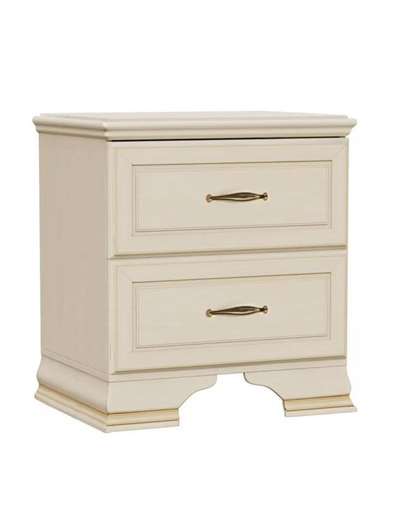 Прикроватная тумбочка Сиена с ящиками, 49х38х54 см, Бодега белый, патина золото