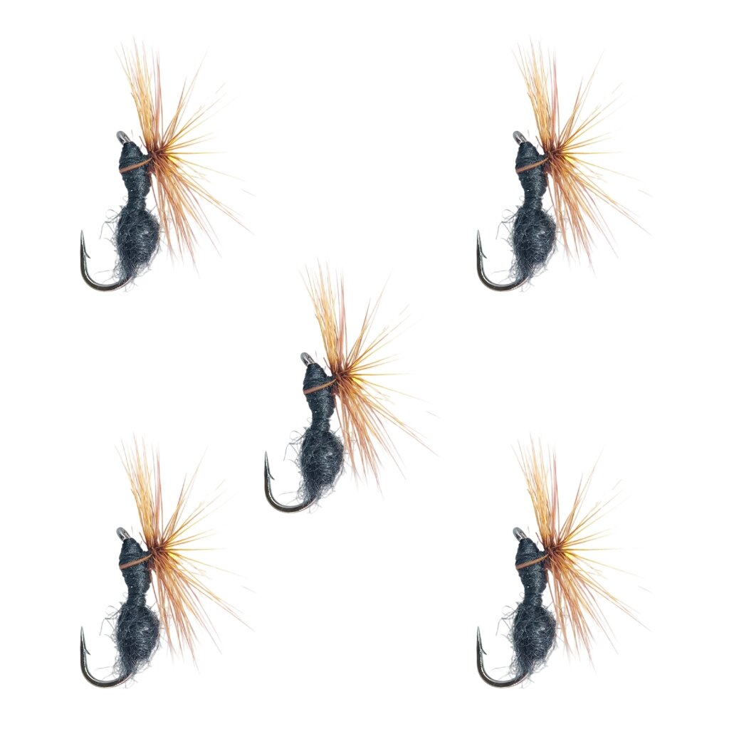 Сухая мушка с крючком Парашютные мухи черные