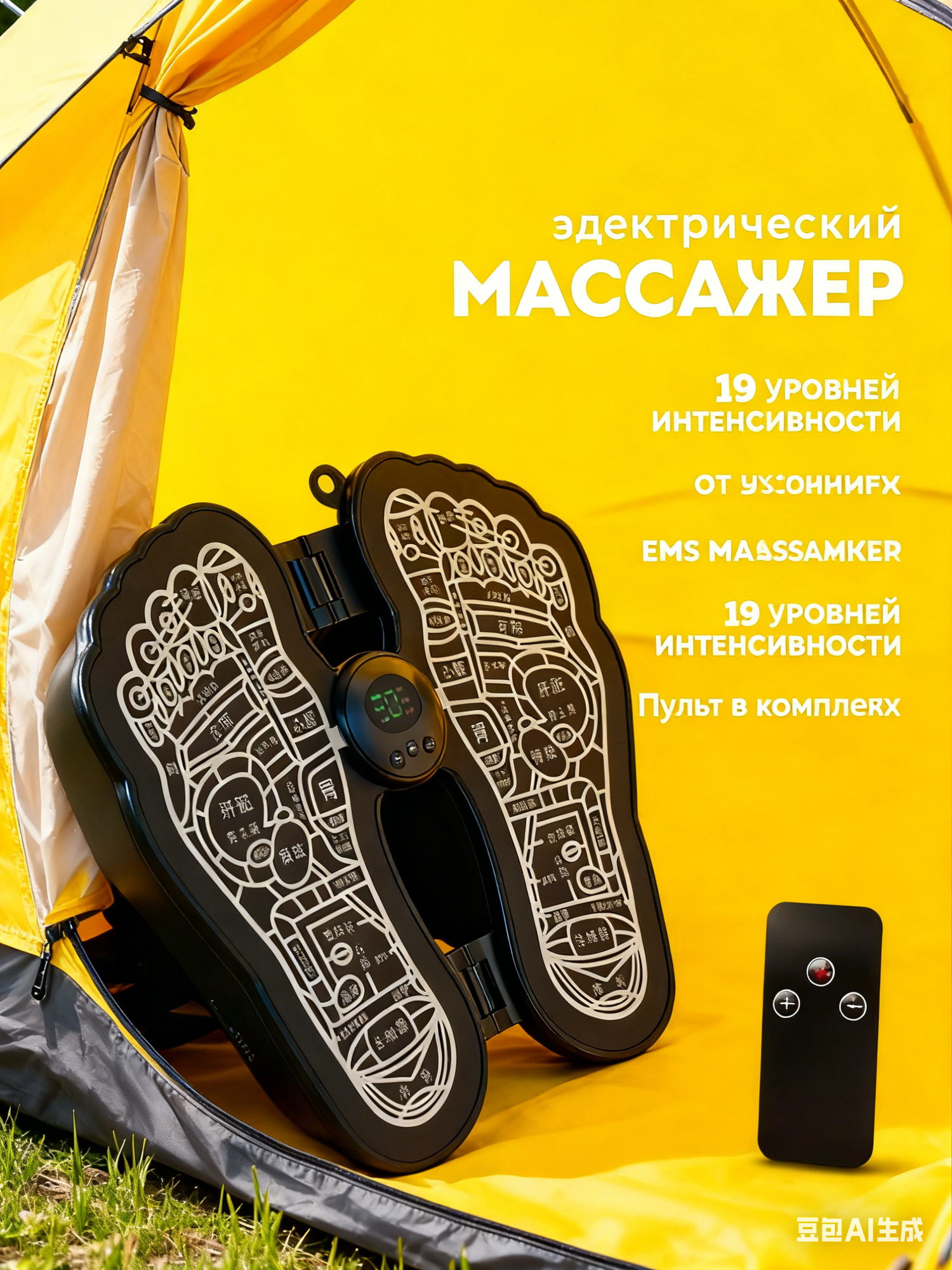 Массажер для ног электрический компрессионный, Массажный коврик вибрационный, Миостимулятор для ступней, мышц, токовый ,