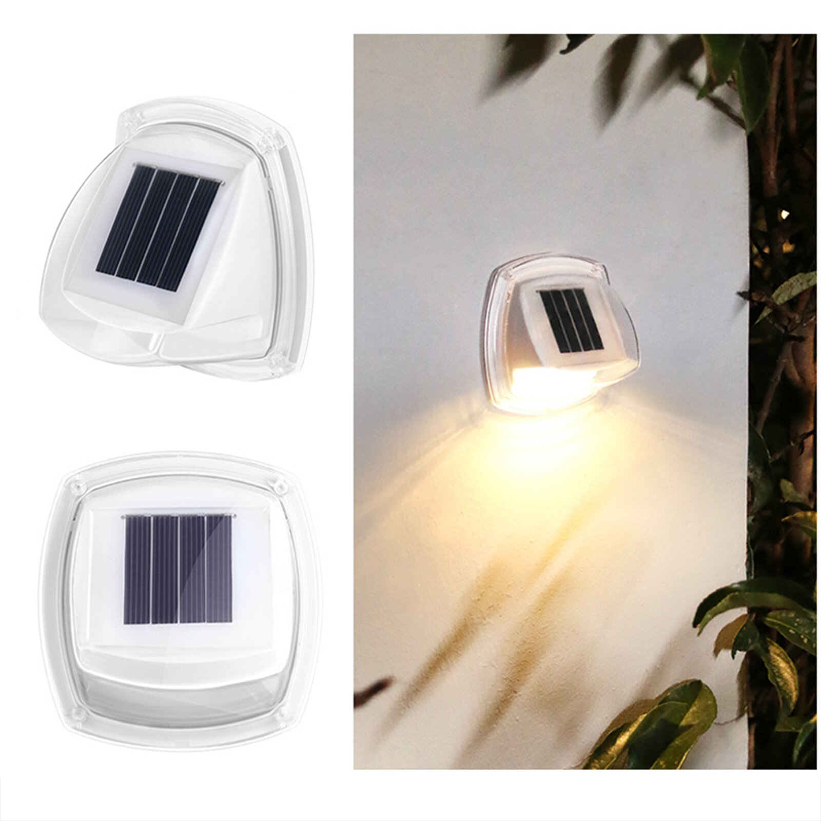 2 Pack Светодиодные Соляриные Светы Для Забора На Улицу Водонепроницаемые 8 LEDs Сольарные Светы Для Декорации Дека Бесшумные Светы Для Внешних Лестниц Забор Дек Патио Двор Путь Крыльцо Ступенька 6500K IP65 ABS 120° 80 CRI Solar 3000H -20-50°C Моно