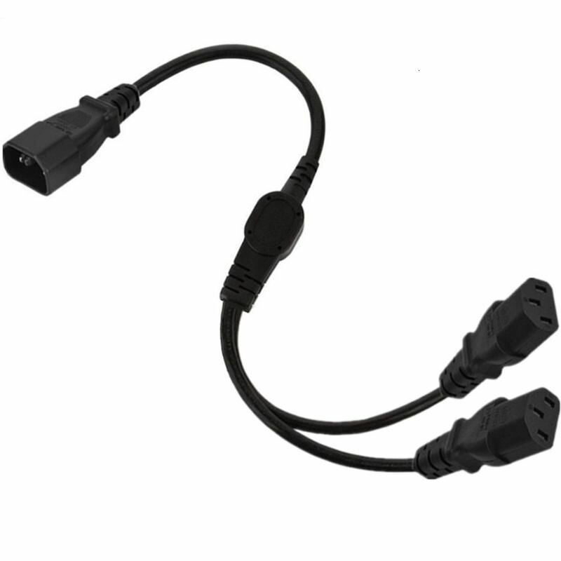 C14 мужской вход и C13 женский многоканальный кабель питания разветвитель адаптер для компьютера, мониторов и принтеров, Один на двоих