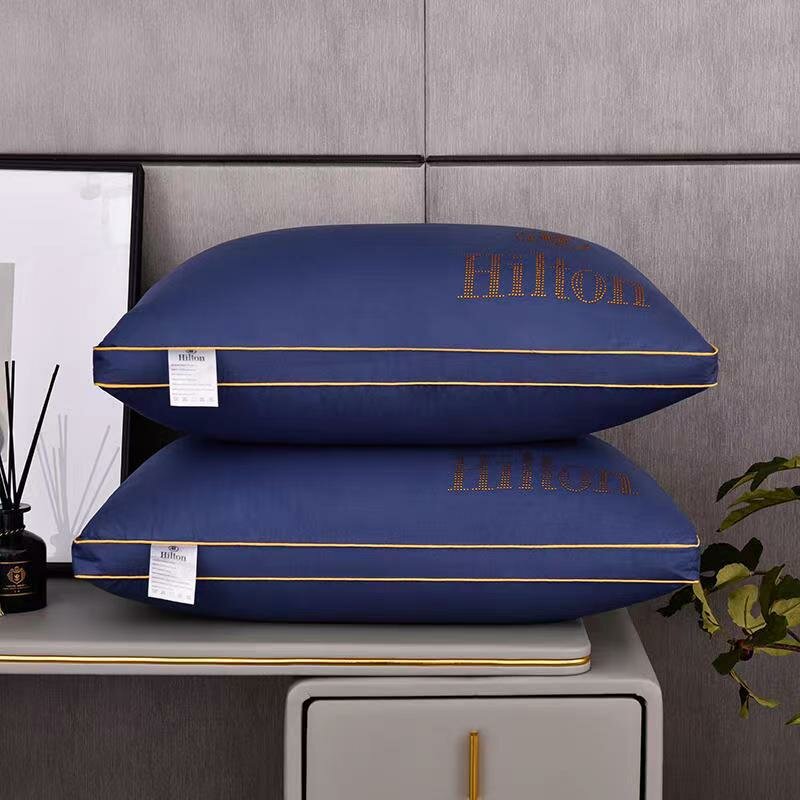 Набор из двух подушек Hilton Five-Star Hotel, подушка для сна, защита шеи, подушка для взрослых, однотонный дизайн с 3D стразами