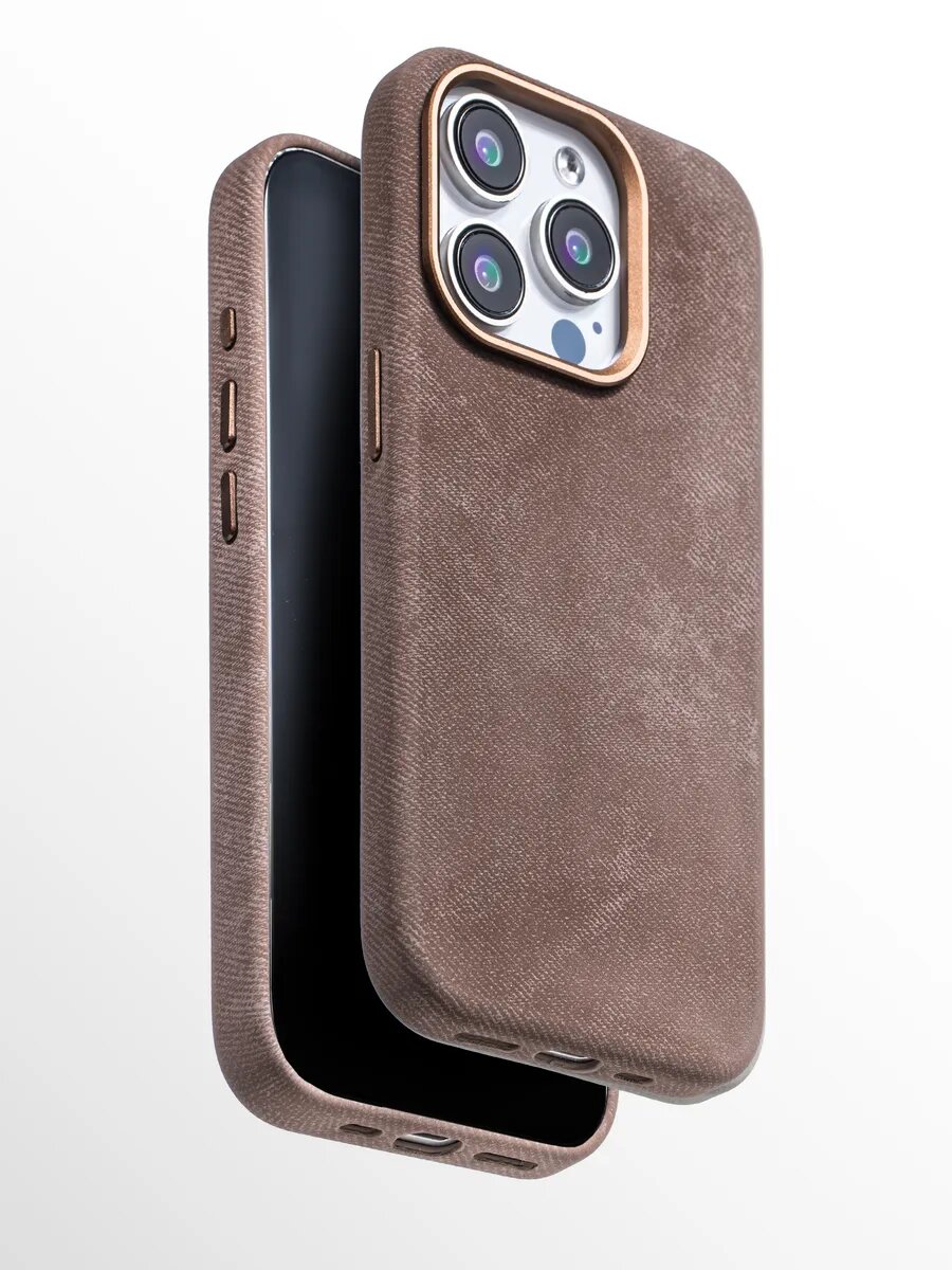 Чехол О'кейси, для iPhone 15 Pro, с защитой камеры, коричневый