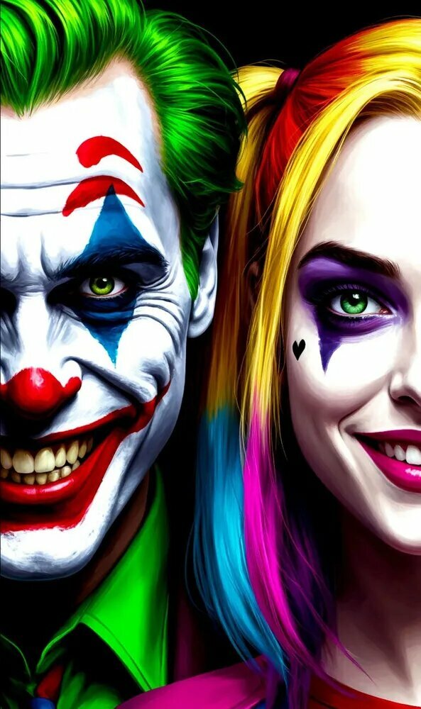 Алмазная Мозаика "Харли Квин И Джокер" MozArt / Вышивка Стразами 40x50 / Живопись, Художники