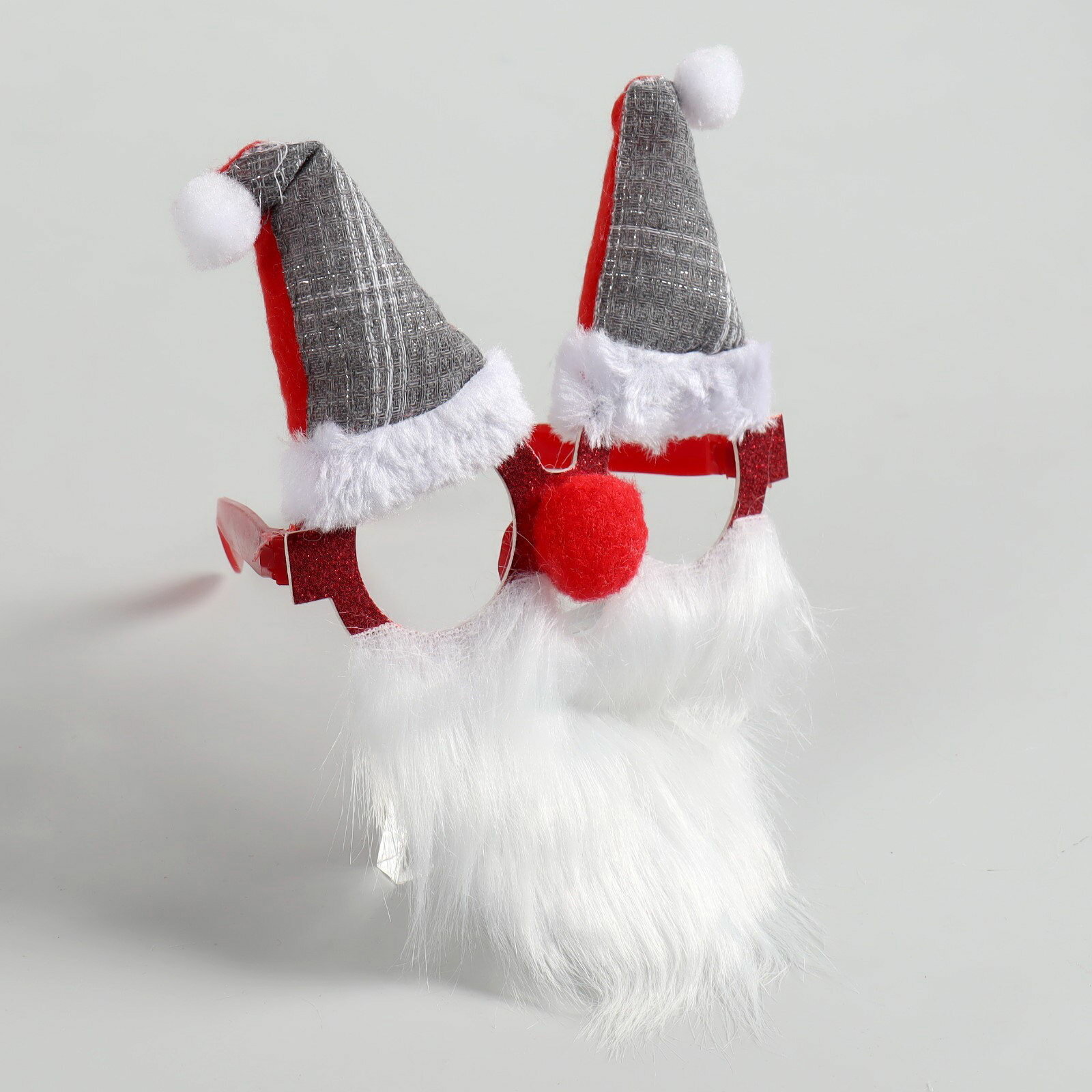 Очки карнавальные новогодние "Дедушка", в колпачке, цвет: белый