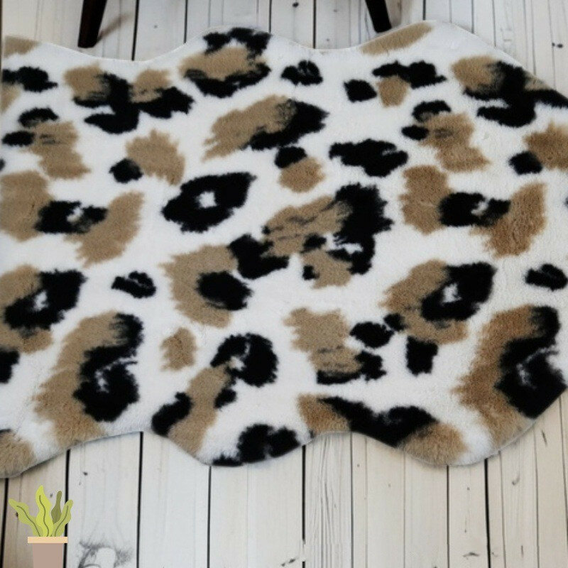 ⭐Коврик у изголовья с искусственным кроличьим мехом и принтом коровы, ковер для гостиной и спальни, коврик для эркера, утолщенный коврик у изголовья, коврик для гардеробной⭐