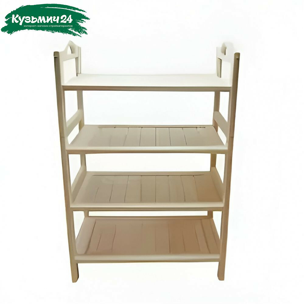 Этажерка 4 яруса, Липа, с фигурными ручками, напольная, для бани и сауны, дерево, 1 шт