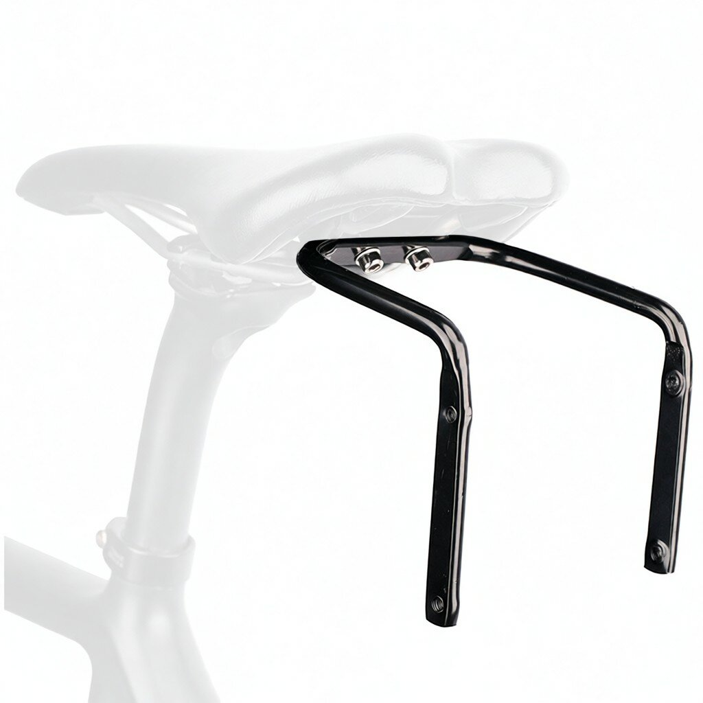 Rhinowalk Bike Saddle Bag Stabilizer Bracket Bicycle Tail Bag Mount Rear Rack AntiSway с отверстиями для крепления держателя бутылок для горных и дорожных велосипедов, черный, алюминиевый сплав + нержавеющая сталь, размер 150*120*100мм, вес 125г,
