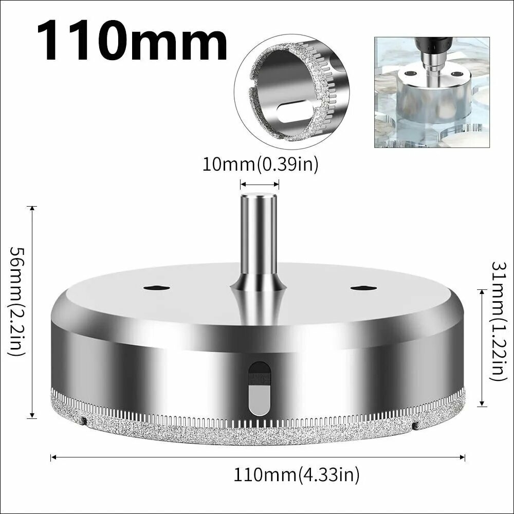 Коронка алмазная 110 мм по керамограниту и керамике