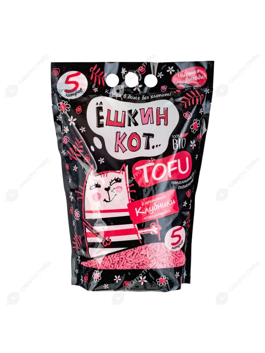 Наполнитель алЁшкин Кот TOFU 5л Клубника