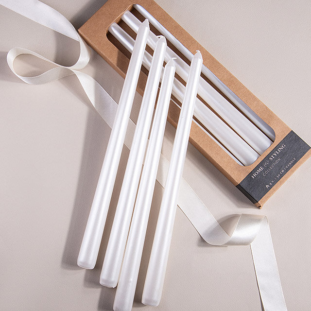 Набор столовых свечей Shannon 30 см белый металлик, 4 шт, Koopman, ACB101450