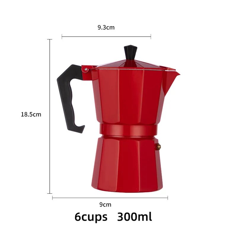 Алюминиевый кофейник-перколятор для латте Красный, Red 300ML