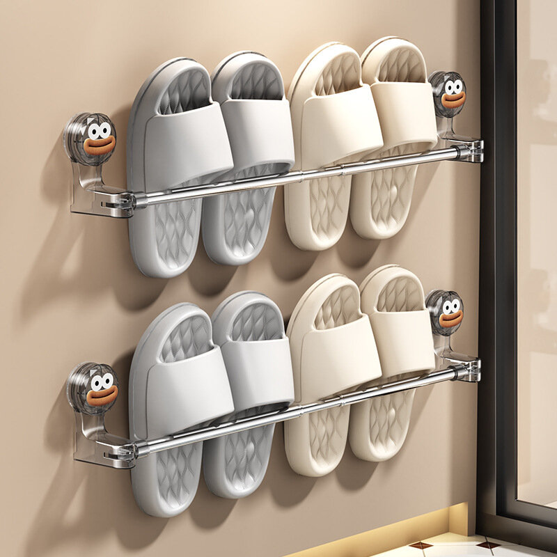 Полка для тапочек выдвижная на присоске без перфорации для ванной комнаты выдвижная