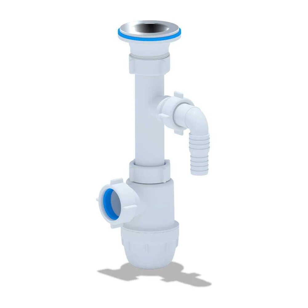 Сифон АНИ Пласт BM1300, для умывальника, бутылочный, белый, 1 1/4x32