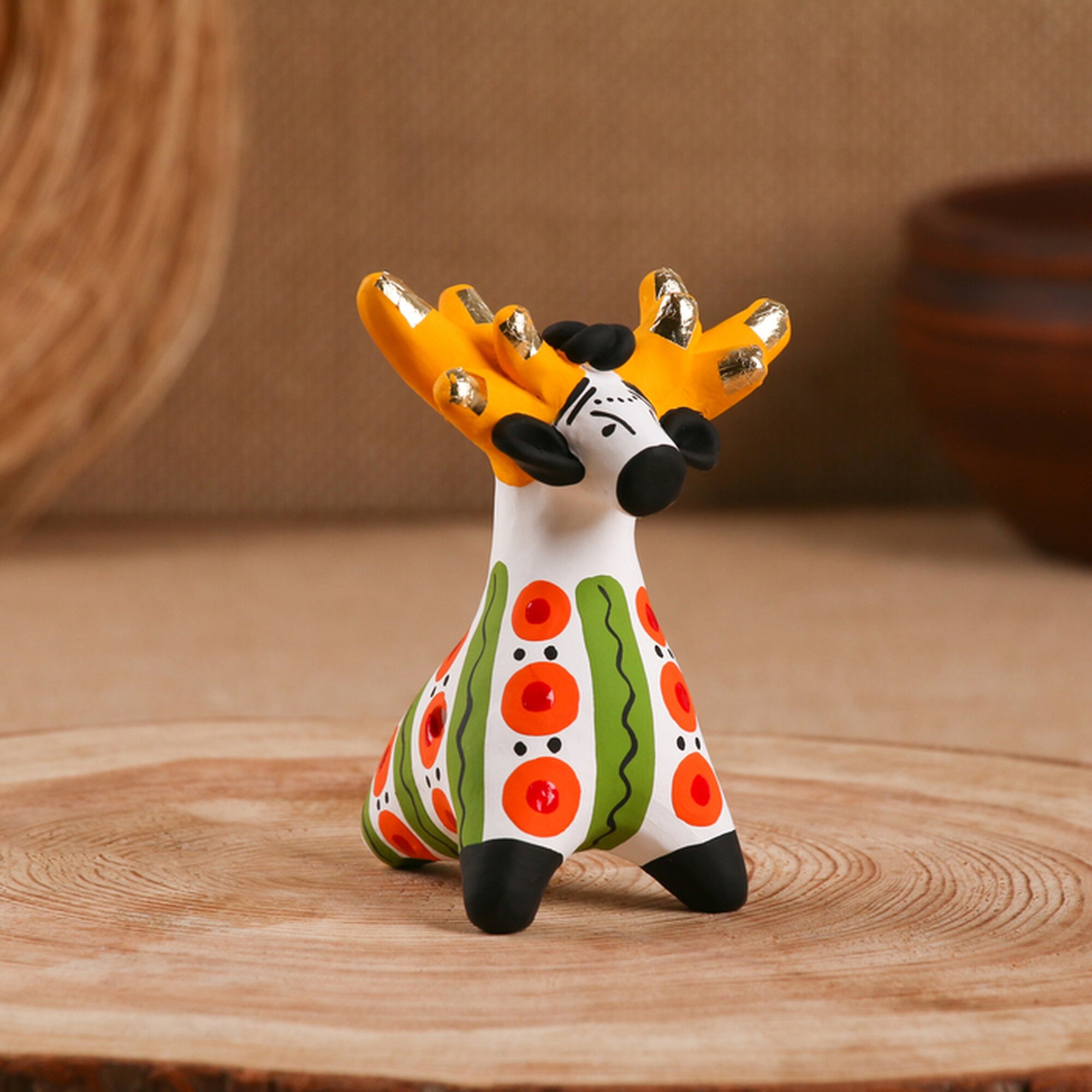 Дымковская игрушка Сима-ленд «Свистулька олень», ручная роспись, керамика, 9 см