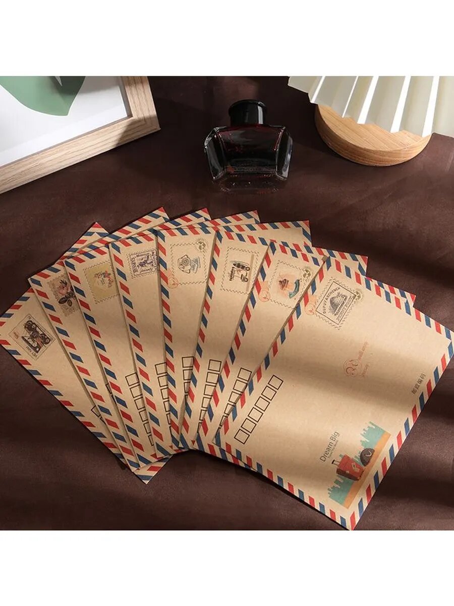 Конверты узорные (1 пачка, 10 листов А5, розовые)