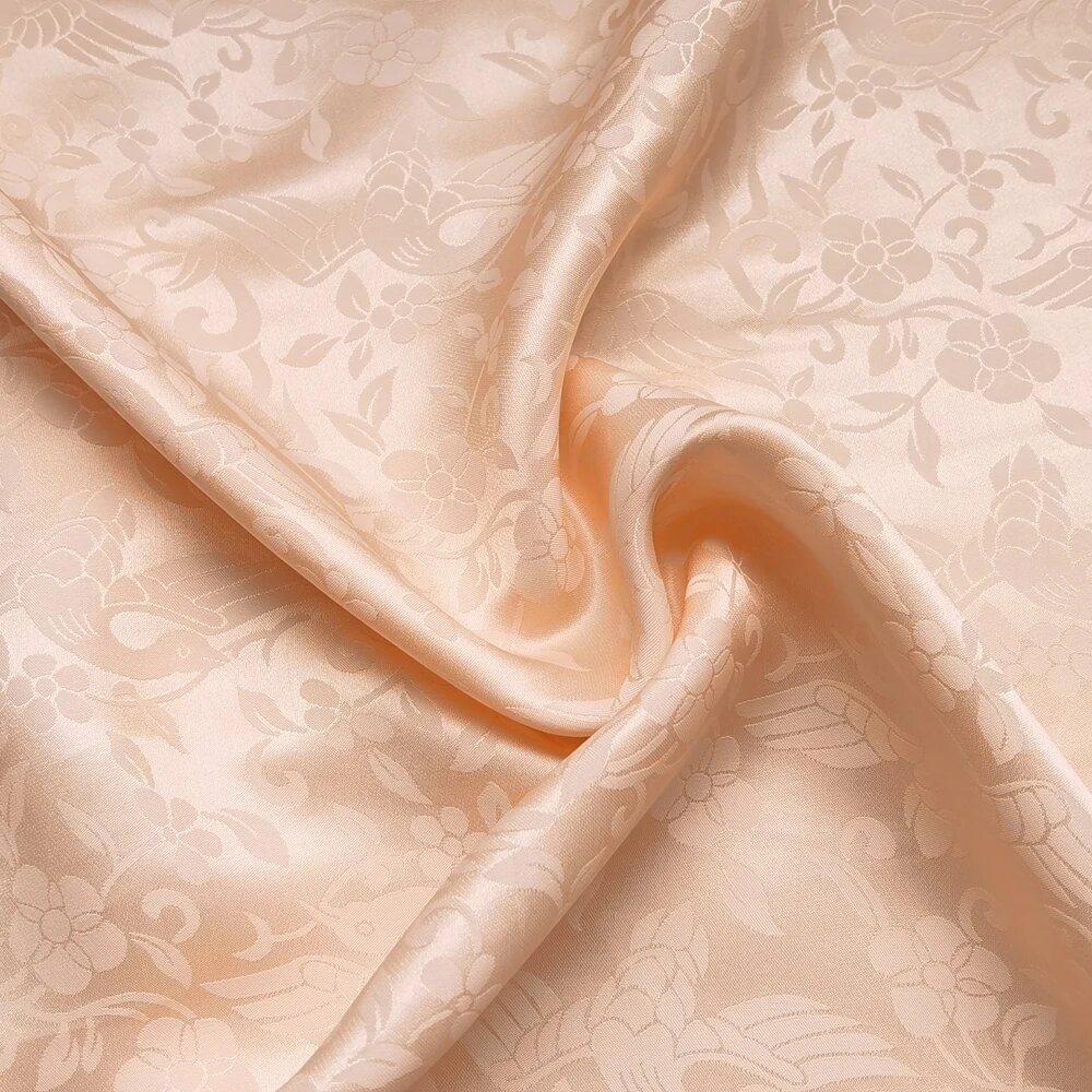 Вискоза/шелковая ткань с птицами от FABRIC SHIPPER Бежевый, orange pink