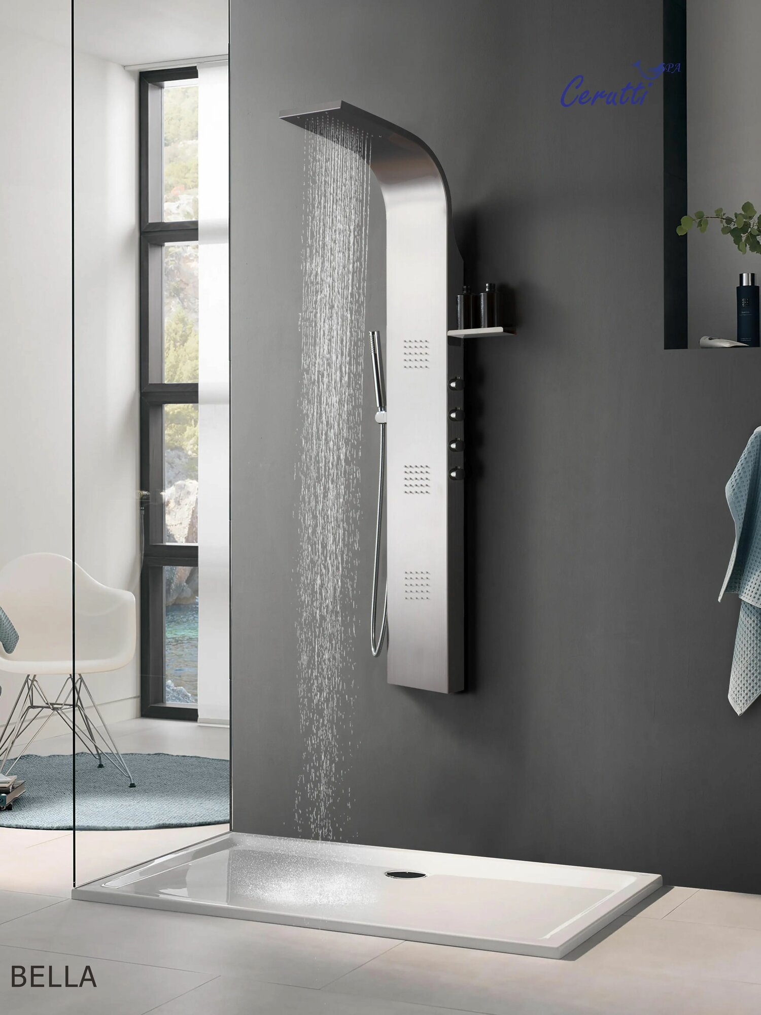 Душевая панель Ceruttispa BELLA из нержавеющей стали, цвет хром