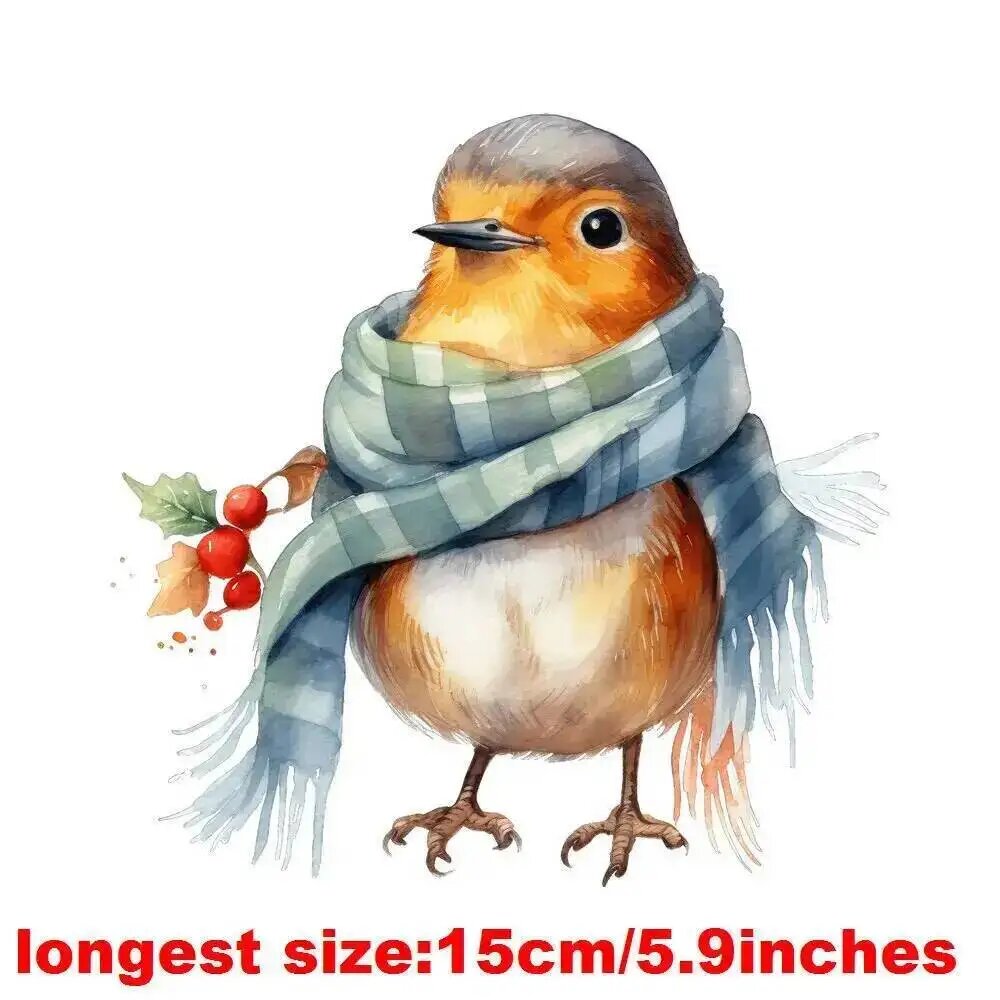 Детские мультяшные птицы в шарфе DTF нашивки 15см YTH0189-21