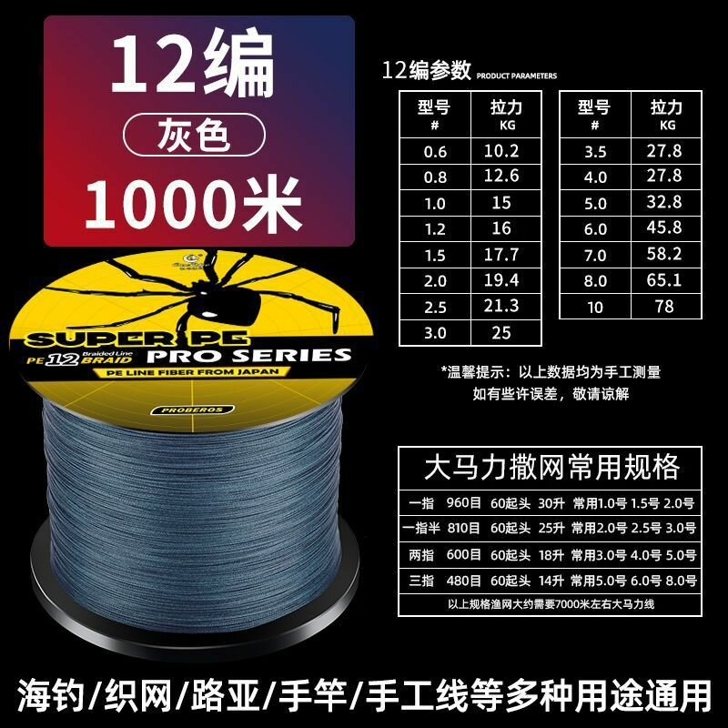 16-прядная прочная леска из полиэтилена для крупной рыбы, специальная леска для морской рыбалки, якорная рыбалка, черная основная леска, прочная и устойчивая к укусам плетеная леска для воздушного змея