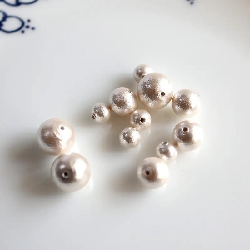 Жемчуг японский хлопок белый розовый золотисто-серый фиолетовый Белый, 10mm 10 pcs, pale golden pink