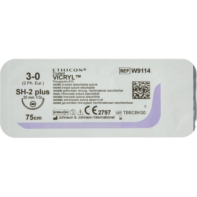 Шовный материал викрил 3/0, 75 см, кол. 20 мм, 1/2 W9114 12 шт./уп.