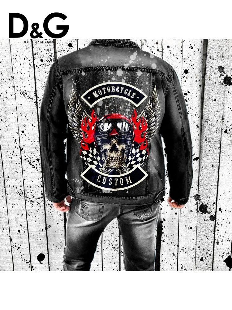 Куртка Dolce&Gabbana Мужская джинсовая куртка в стиле ретро-панк-Свободный крой, винтажный дизайн, премиум качество