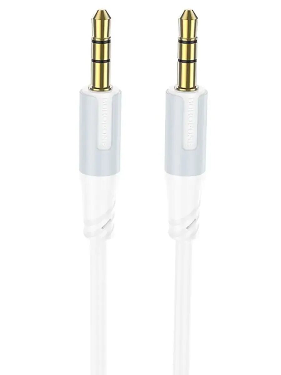 Аудиосоединитель Borofone BL19 AUX 3.5мм-3.5мм Jack, 1 метр, белый / кабель для наушников / провод аукс в машину