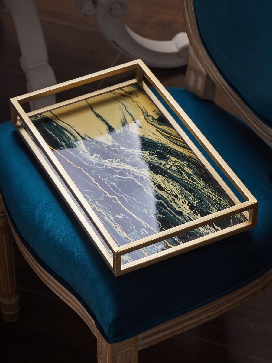 62-076 Поднос со стеклянной поверхностью 40 х 24 х 5см, Glasar