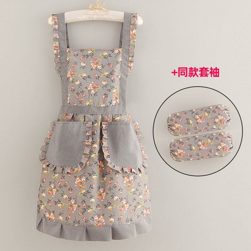 Женский фартук с рукавами, кухонный холст, прочная домашняя одежда, дышащий двухкомпонентный набор для взрослых